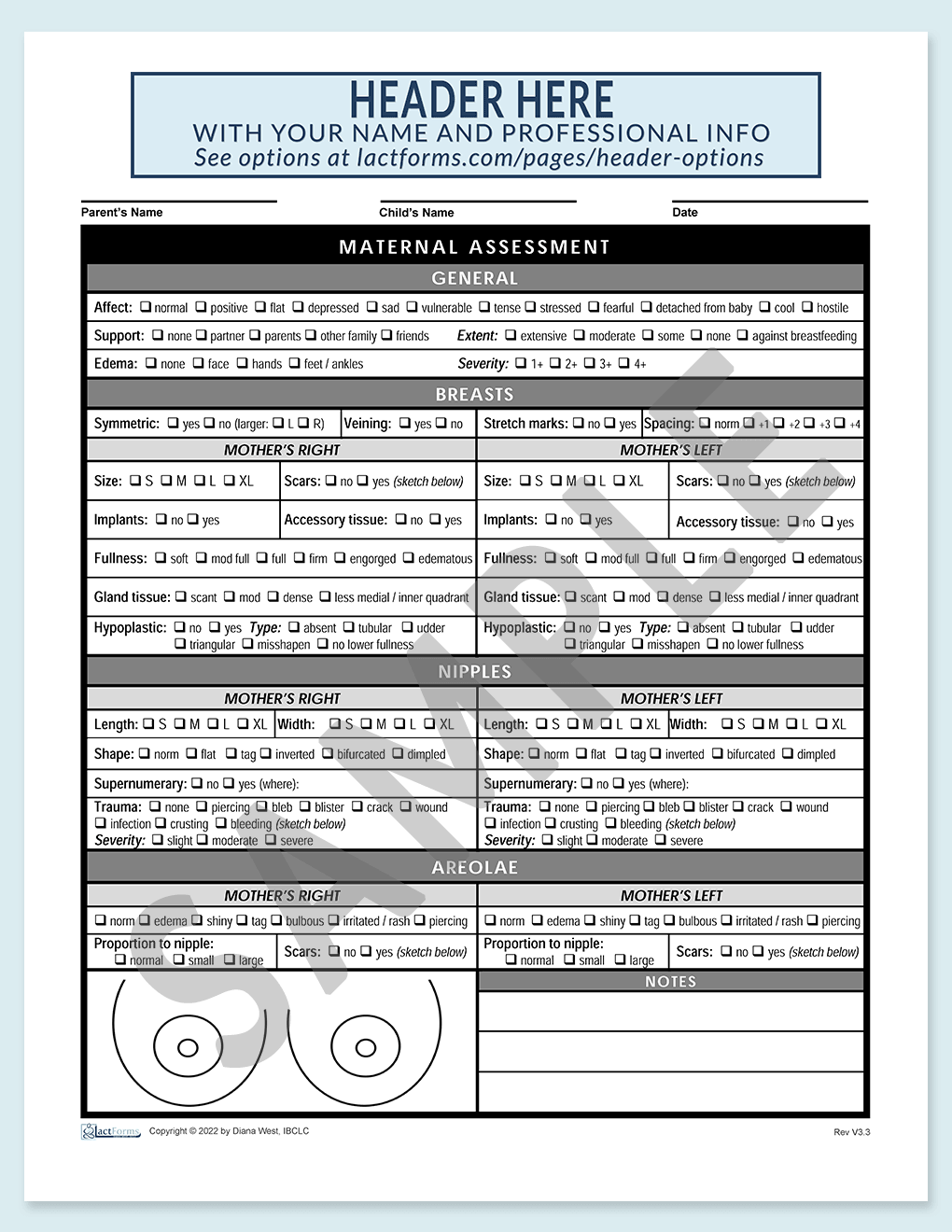 Clinical Charting Forms—Individual – Diana West LactForms