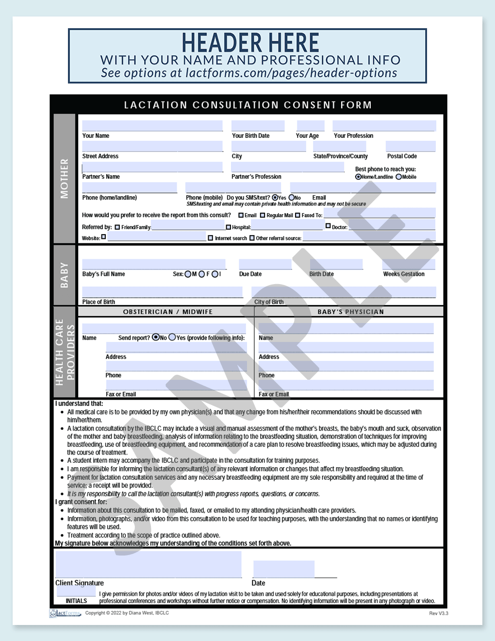Consent Forms – Diana West LactForms