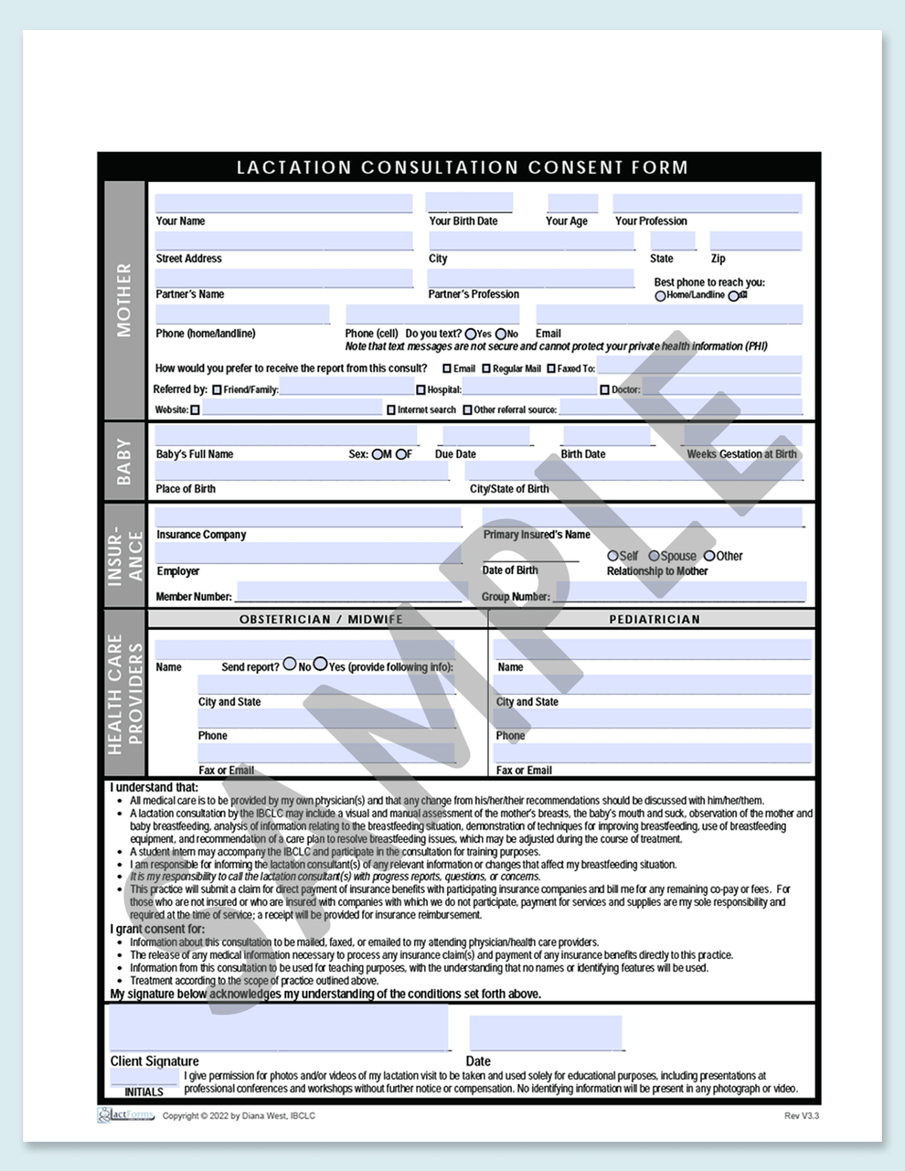 Consent Forms – Diana West LactForms