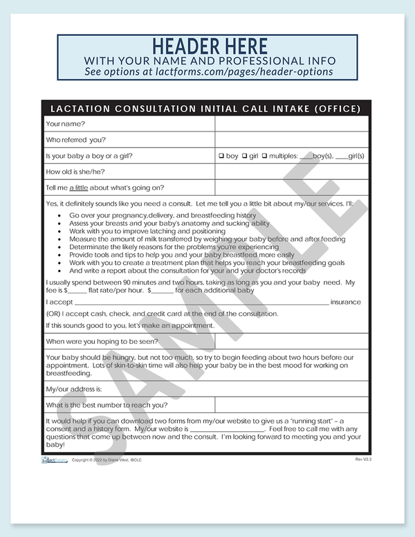 Intake Forms – Diana West LactForms