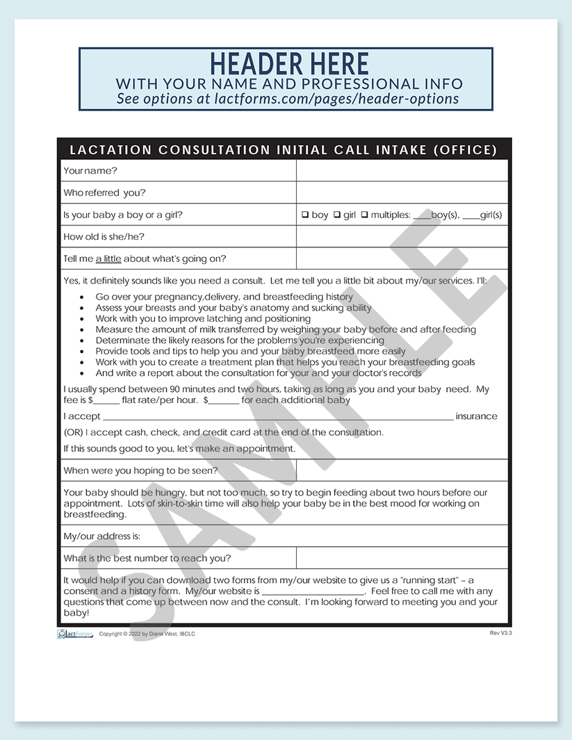 Intake Forms – Diana West LactForms