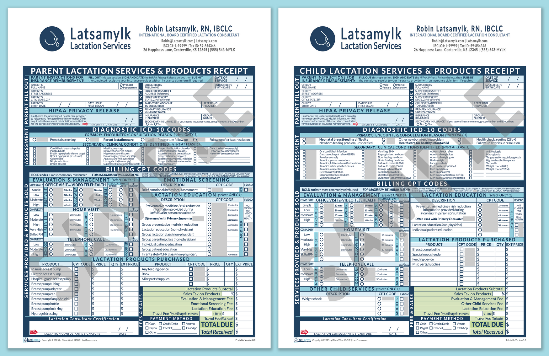 LactForms Professional LC Forms – Diana West LactForms