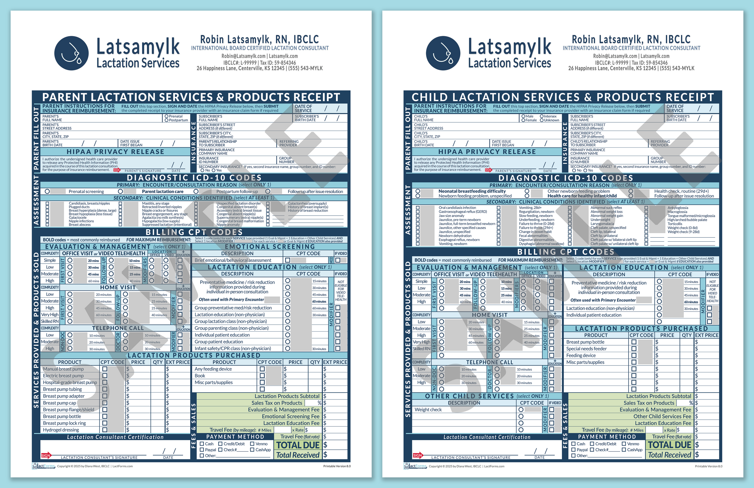 LactForms Professional LC Forms – Diana West LactForms