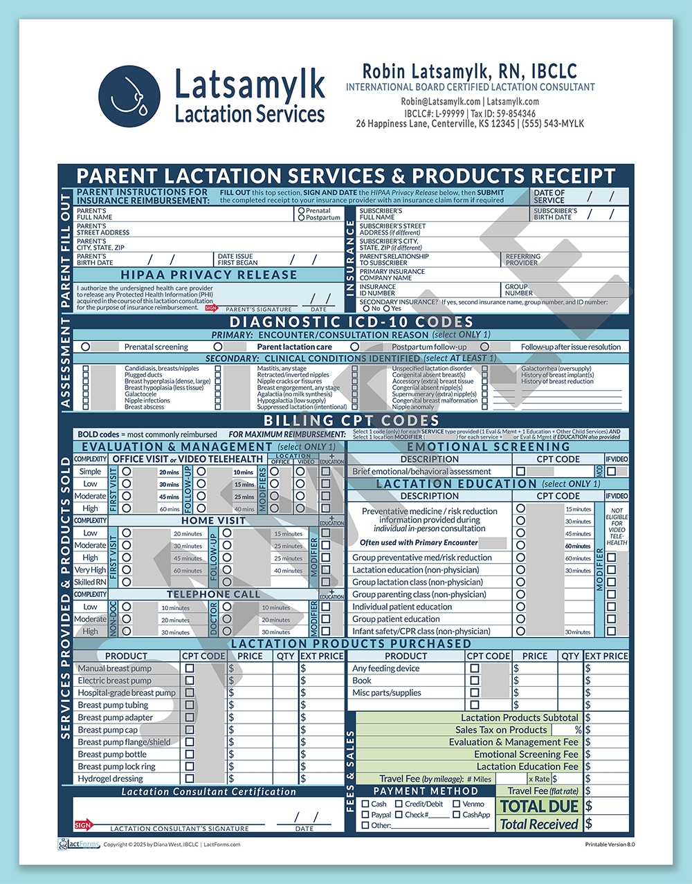 LactForms Professional LC Forms – Diana West LactForms